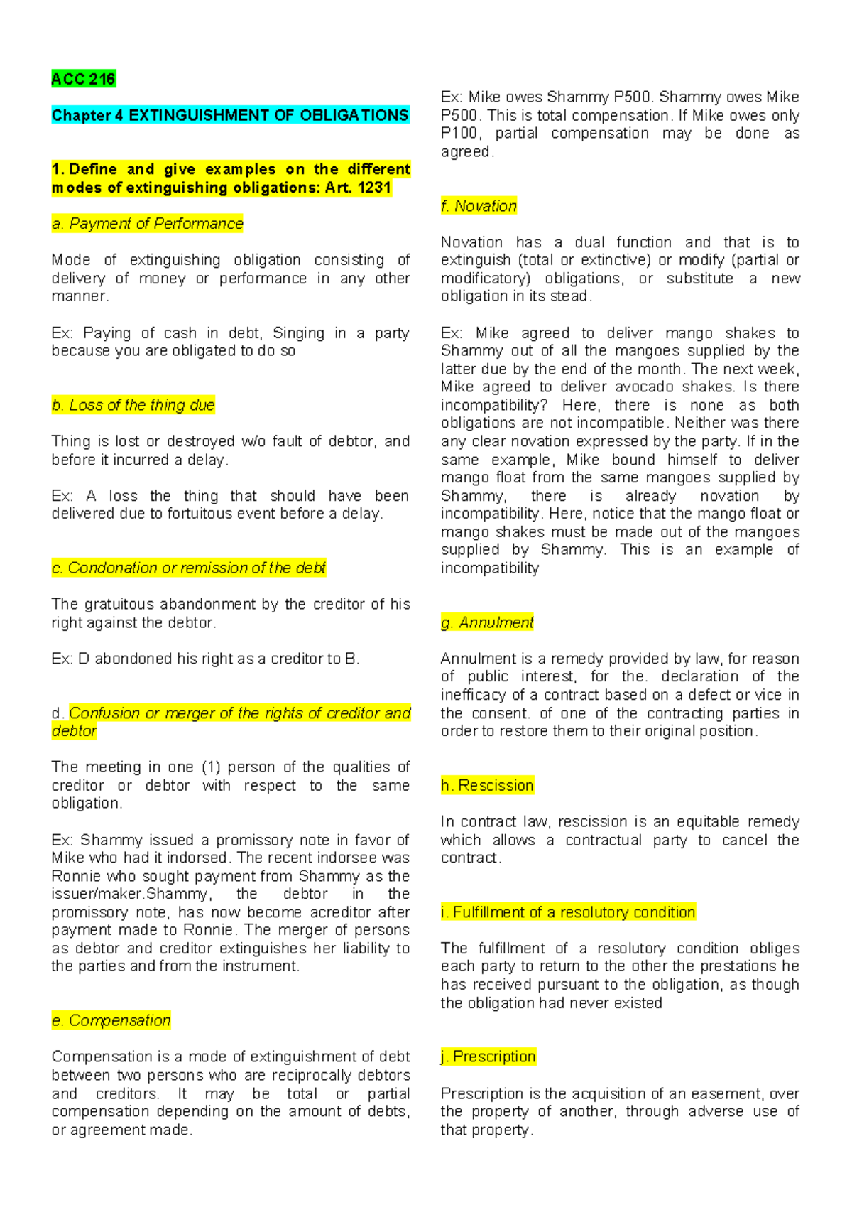 ACC 216 - Chapter 4 - Notes about Recission - ACC 216 Chapter 4 ...