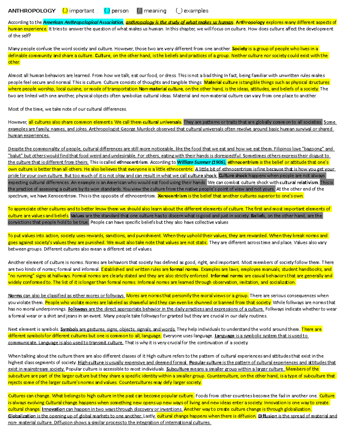 Anthropology in lecture - ANTHROPOLOGY (.) important (.) person ...