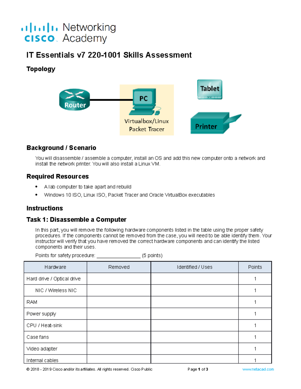 IT Essentials v7 220-1001 Skills Assessment - IT Essentials v7 220-1001 ...