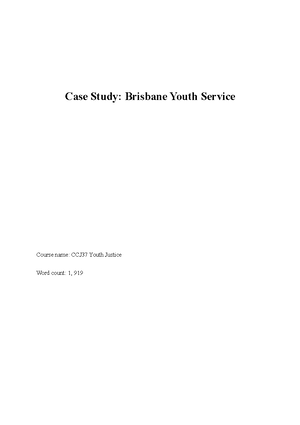 Youth Justice Case Study Assignment - Youth Justice Case Study Youth ...