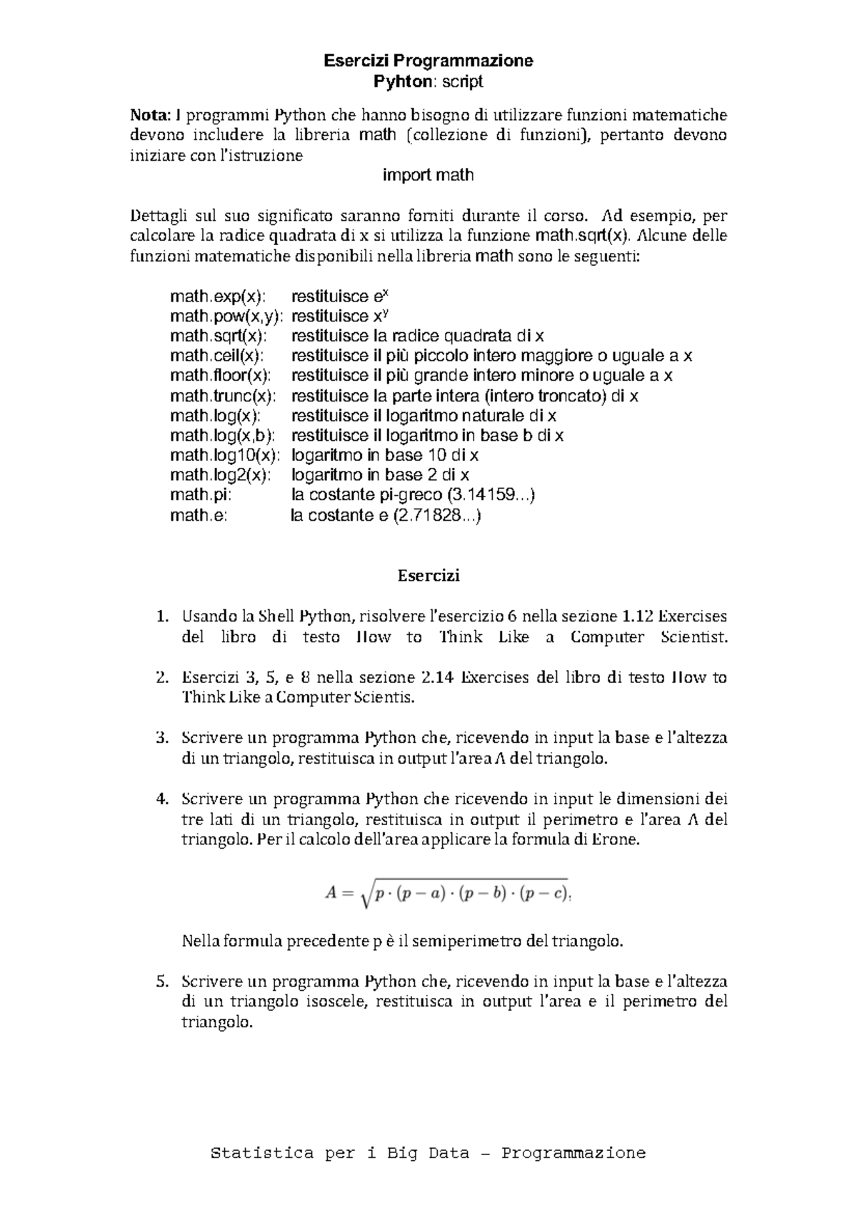 03-Esercizi-script - Python - Esercizi Programmazione Pyhton: script ...