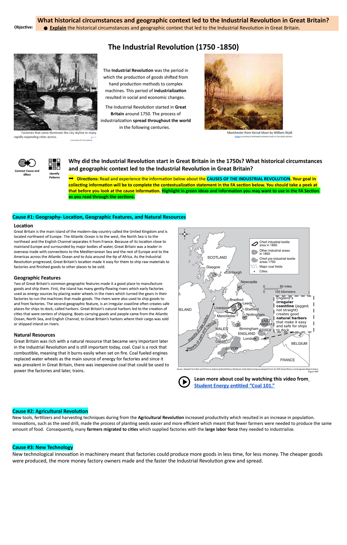 Britain's Geo Context and Innovations -Industrialization HL - Objective ...