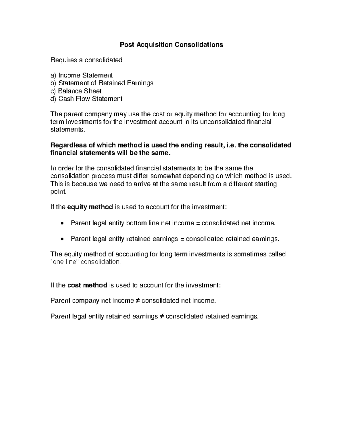 418.5 - Notes from class with examples - Post Acquisition ...