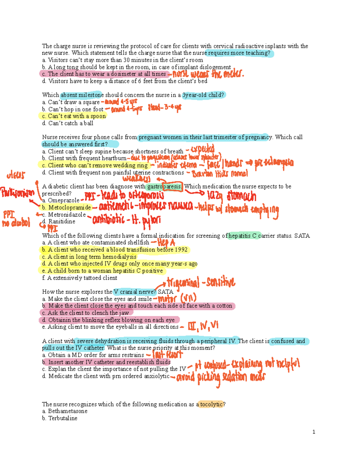Vallin Nclex Style Questions for NCLEX - The charge nurse is reviewing ...