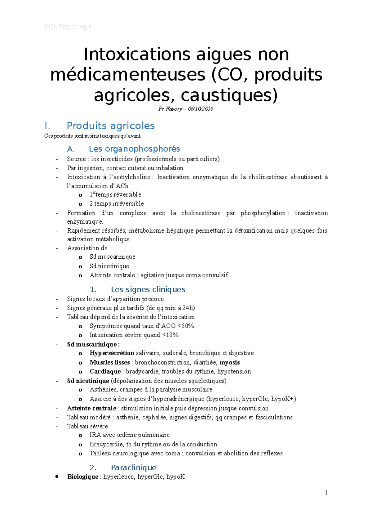 ED2 - intoxication aigue non médicamenteuse - Intoxications aigues non ...