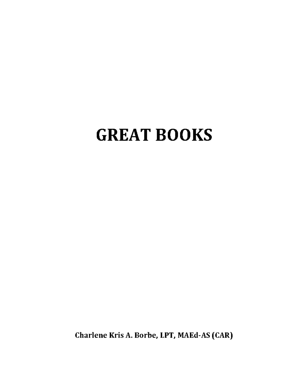 GEC Great-Books Study-Guide 18-Week-Design Borbe - GREAT BOOKS Charlene ...