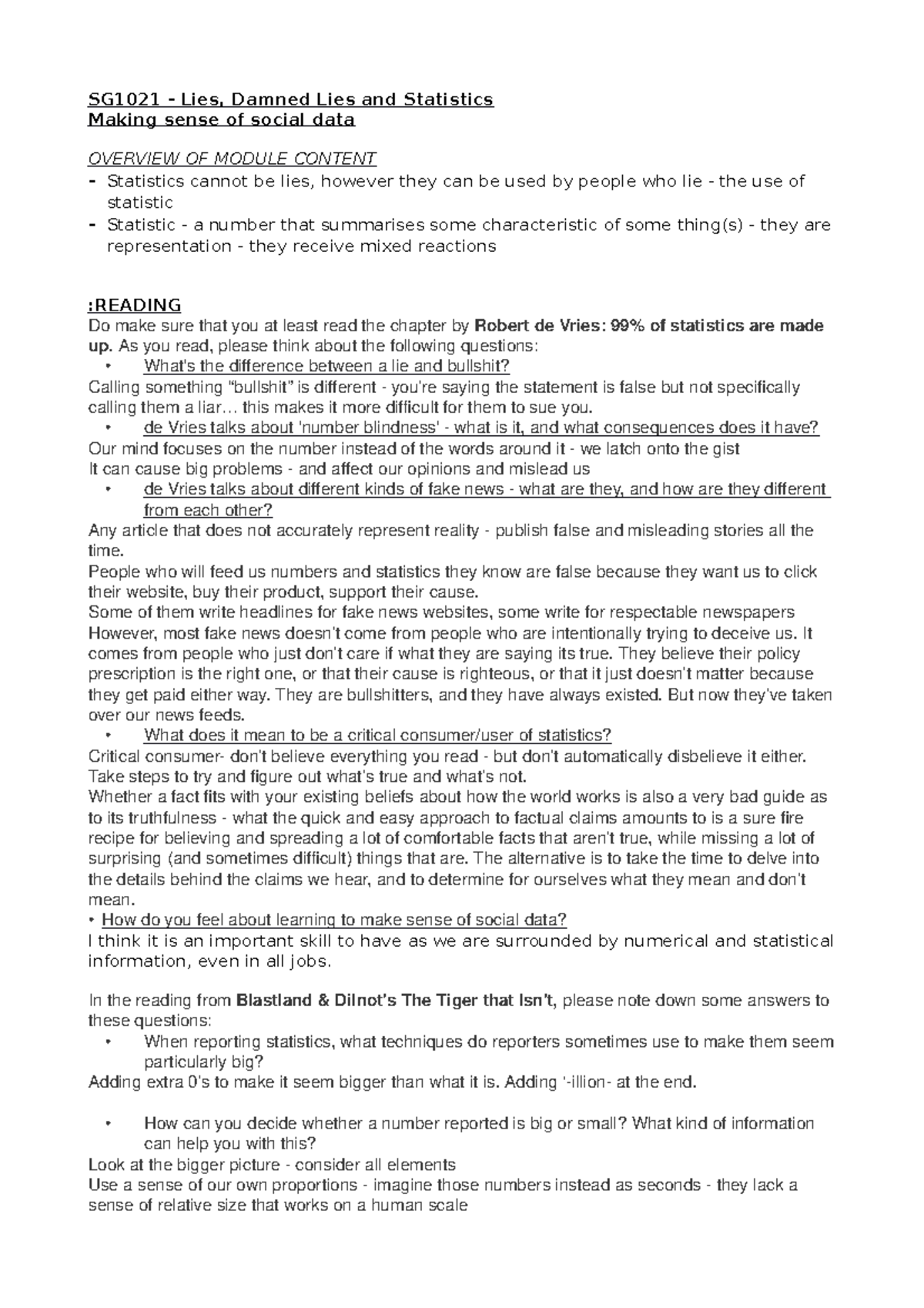 Week 1 Lecture Notes 1 Sg1021 Lies Damned Lies And Statistics Making Sense Of Social Data