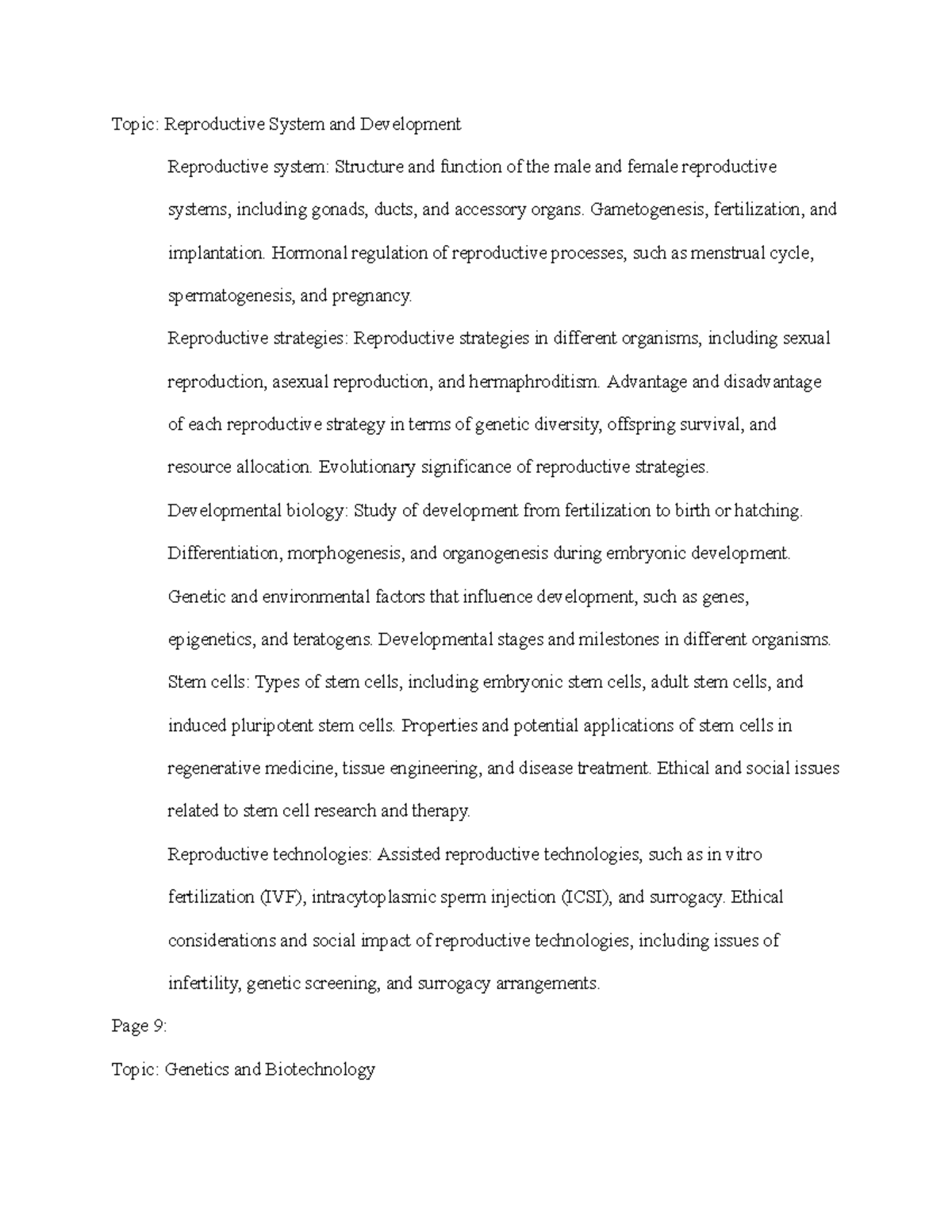 Bio 3 - lecture notes - Topic: Reproductive System and Development ...