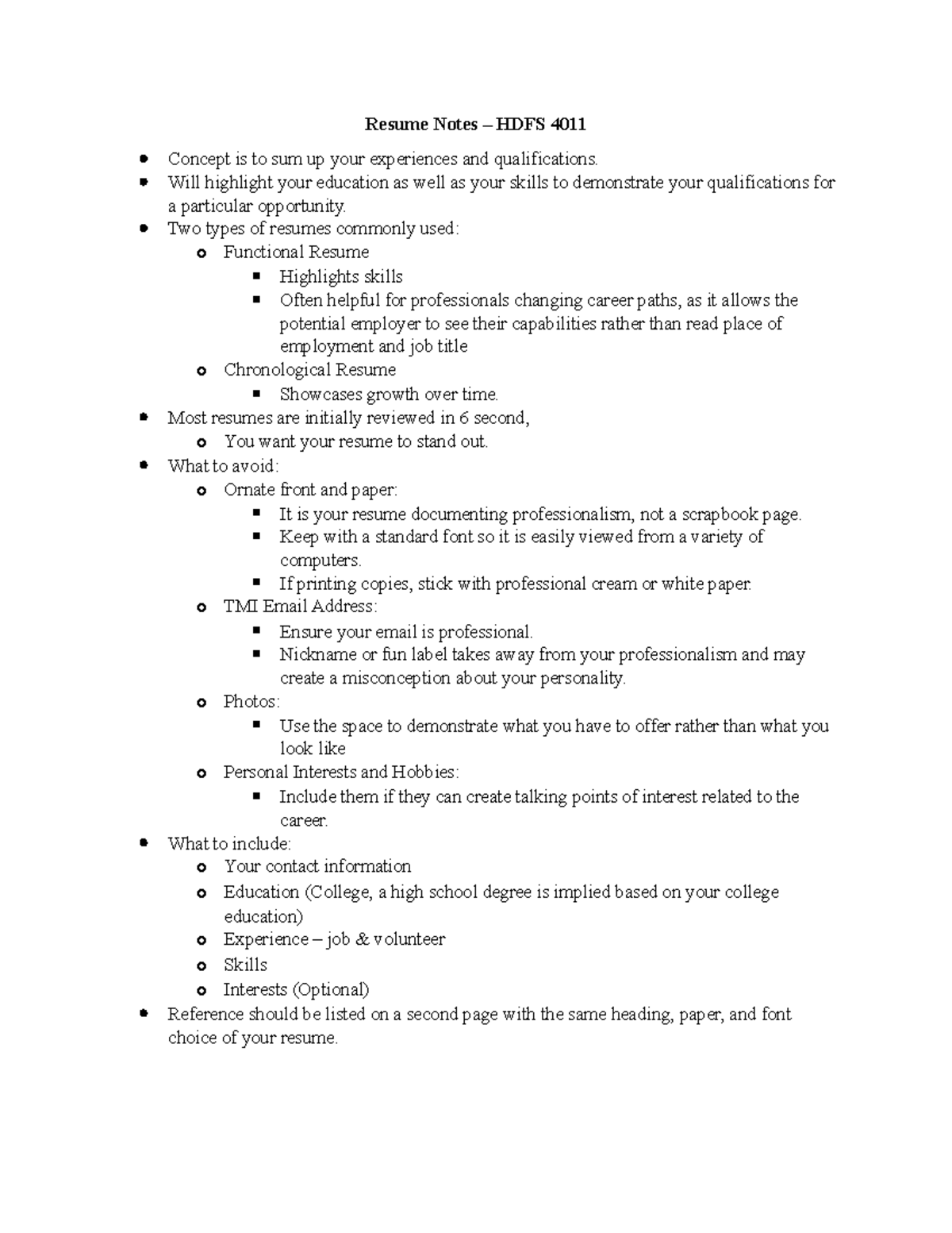 Resume Notes – HDFS 4011 - Resume Notes – HDFS 4011 Concept is to sum ...