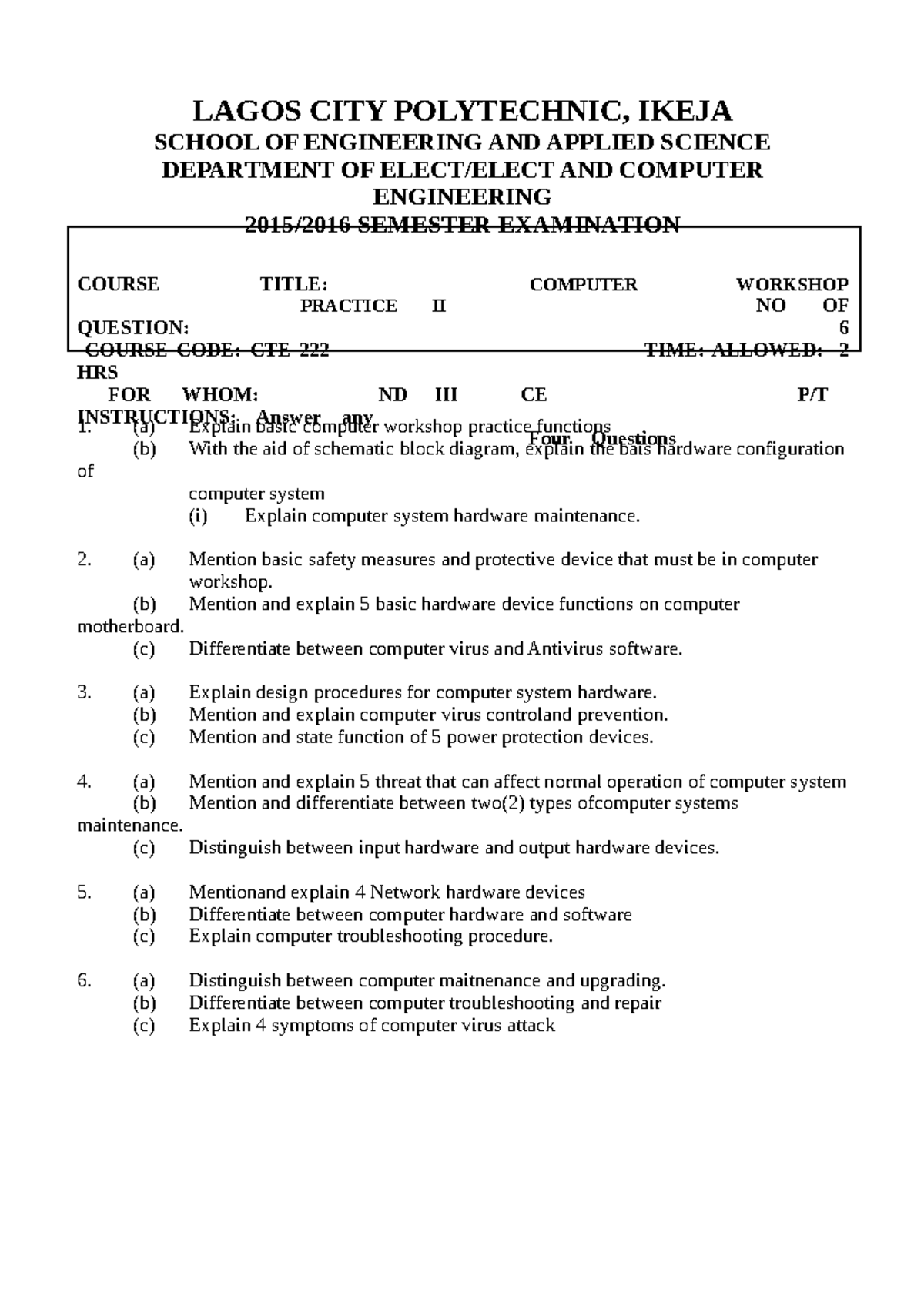 CTE 222 ND III CE Computer Workshop Practice II - LAGOS CITY ...
