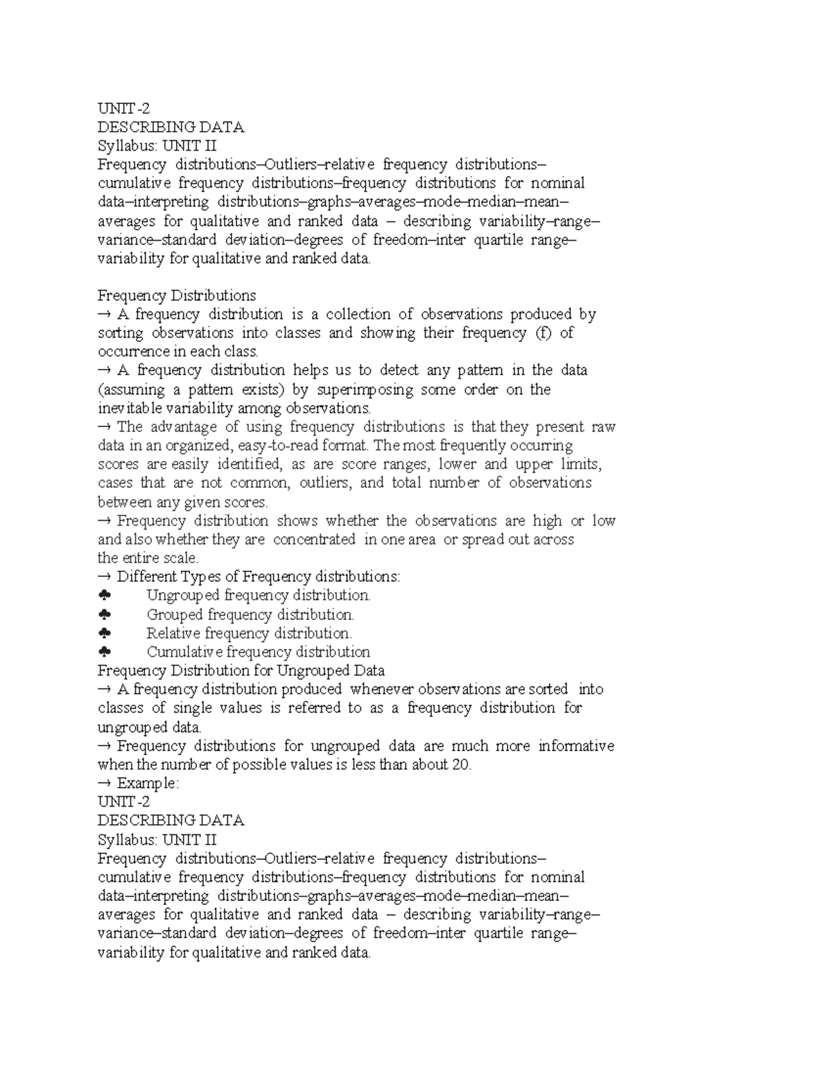 Fundamentals of Data Science unit 2 - UNIT- DESCRIBING DATA Syllabus ...