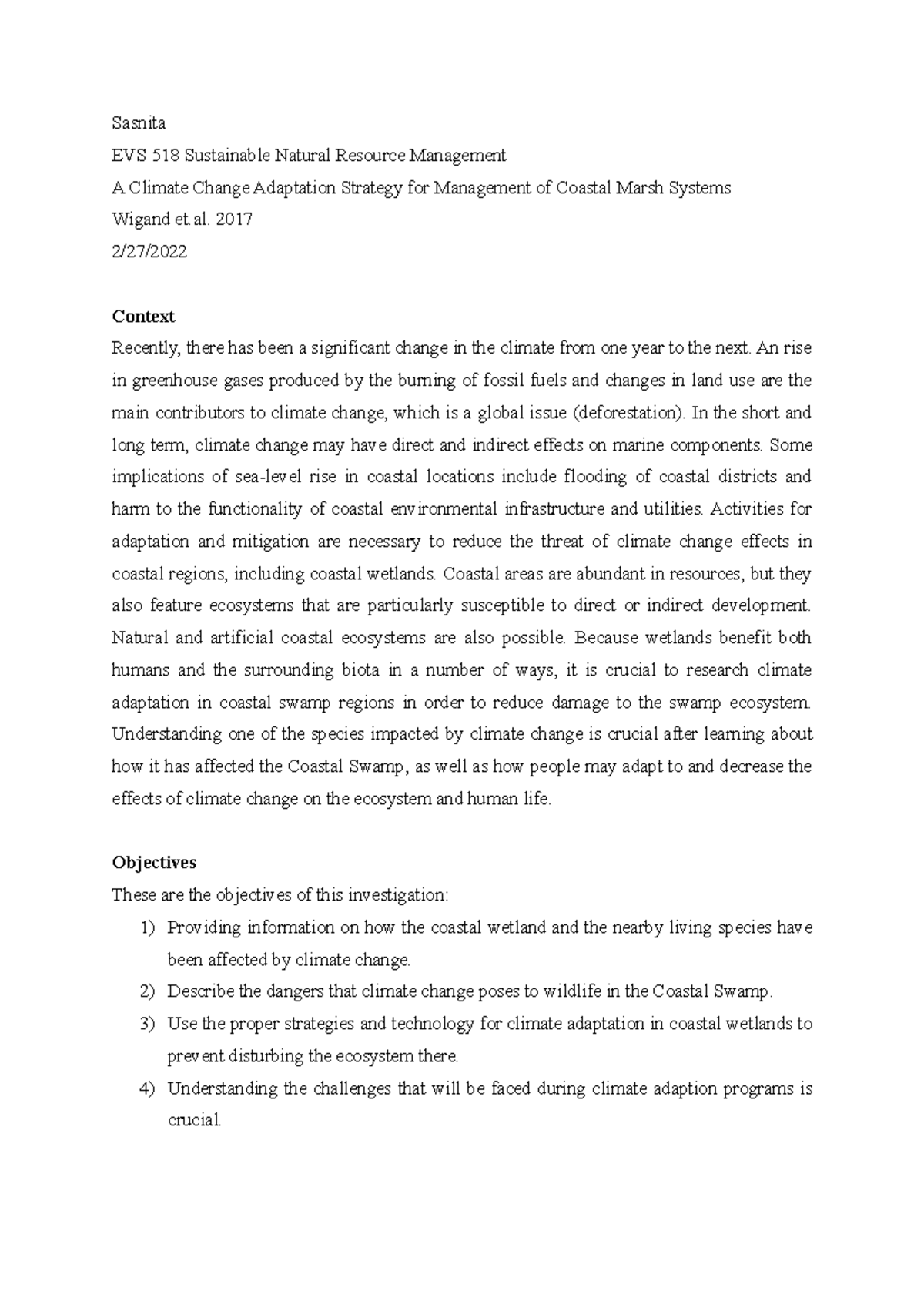 Dokumen 1 1 - example of assignment. - Sasnita EVS 518 Sustainable ...