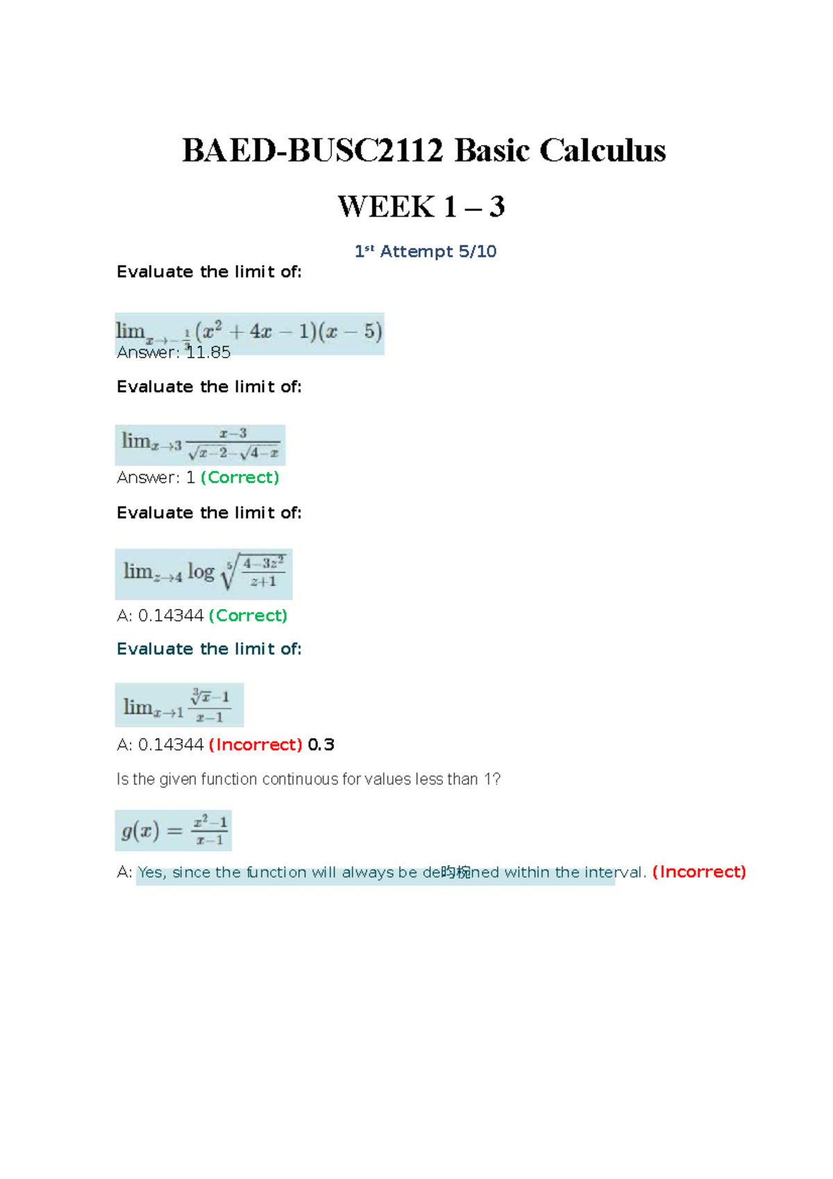 Busc2112-basic-calculus-week-1-10-wewoo compress-3 - BAED-BUSC2112 Basic Calculus WEEK 1 – 3 1 ...