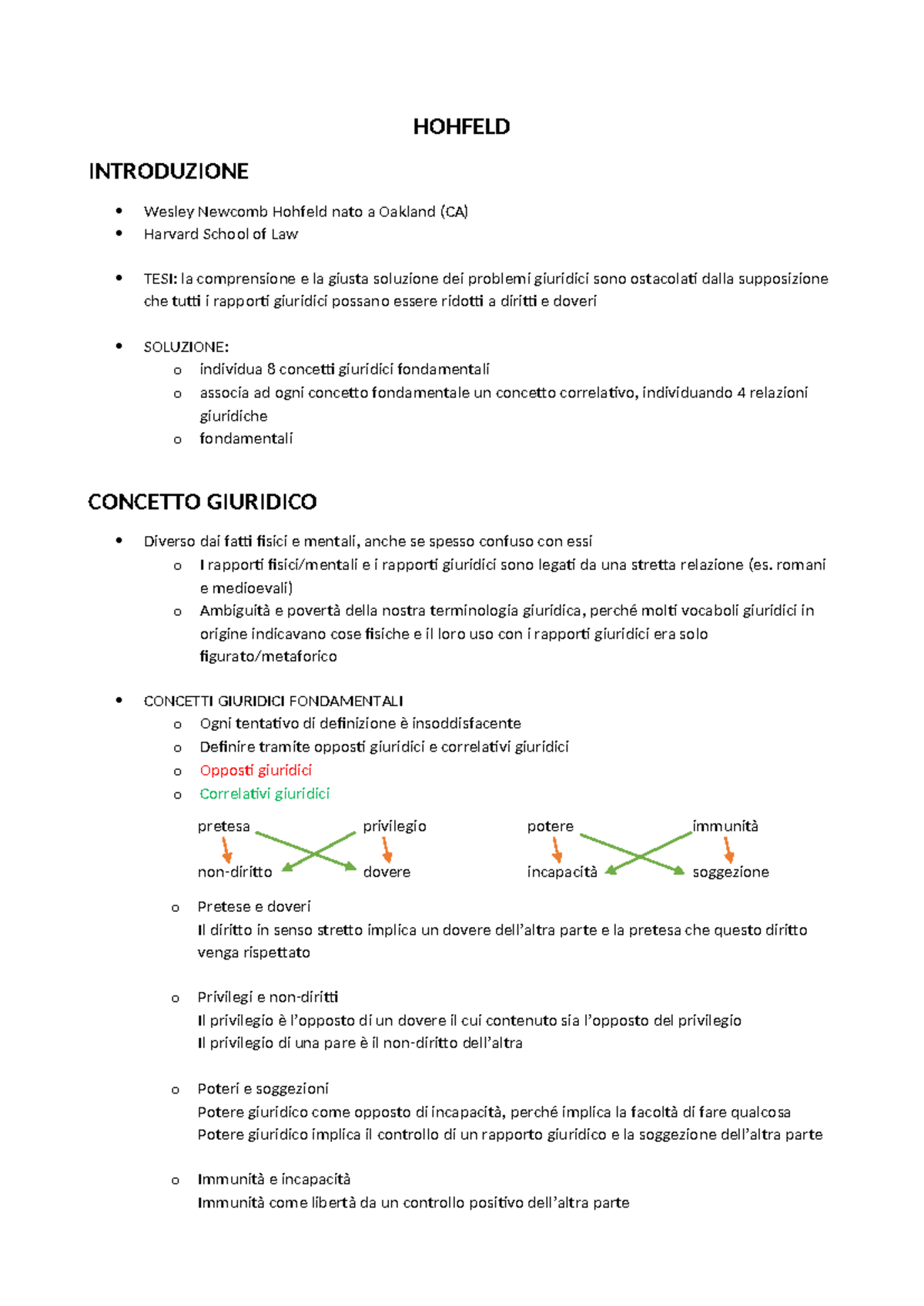 2. Hohfeld - Concetti giuridici fondamentali - HOHFELD INTRODUZIONE ...
