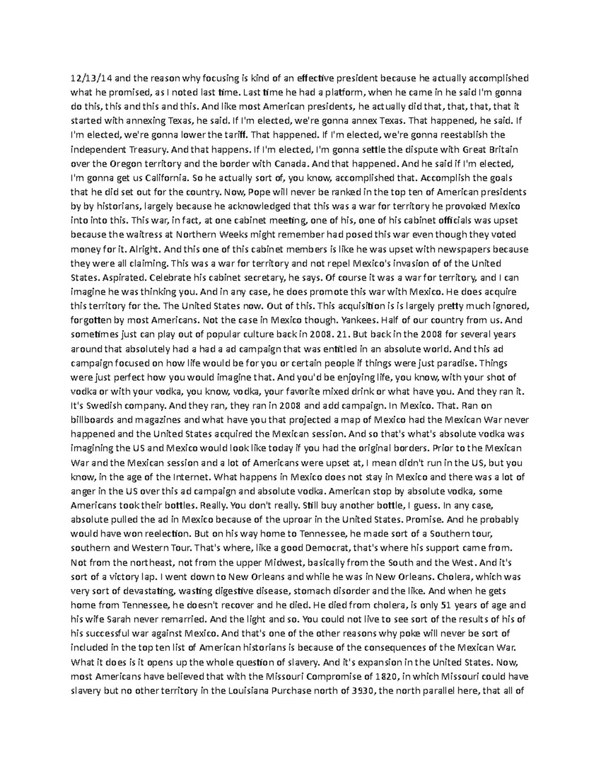 American History 1118 - Notes - 12/13/14 and the reason why focusing is ...