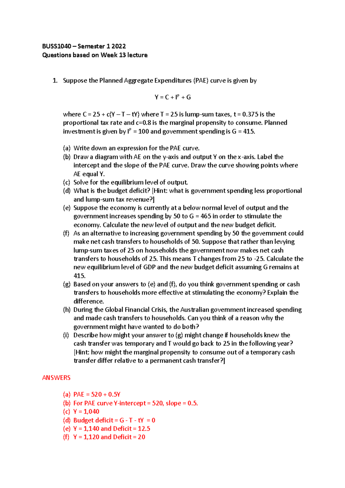 Qs Based On Week 13 Lecture With Answers Buss1040 Semester 1 2022 Questions Based On Week 13