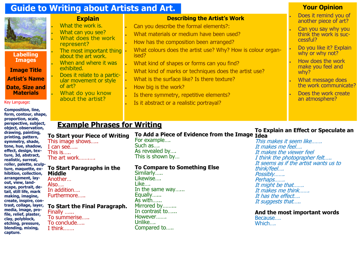 How to Write about Art 2015 .16 final - Guide to Writing about Artists ...