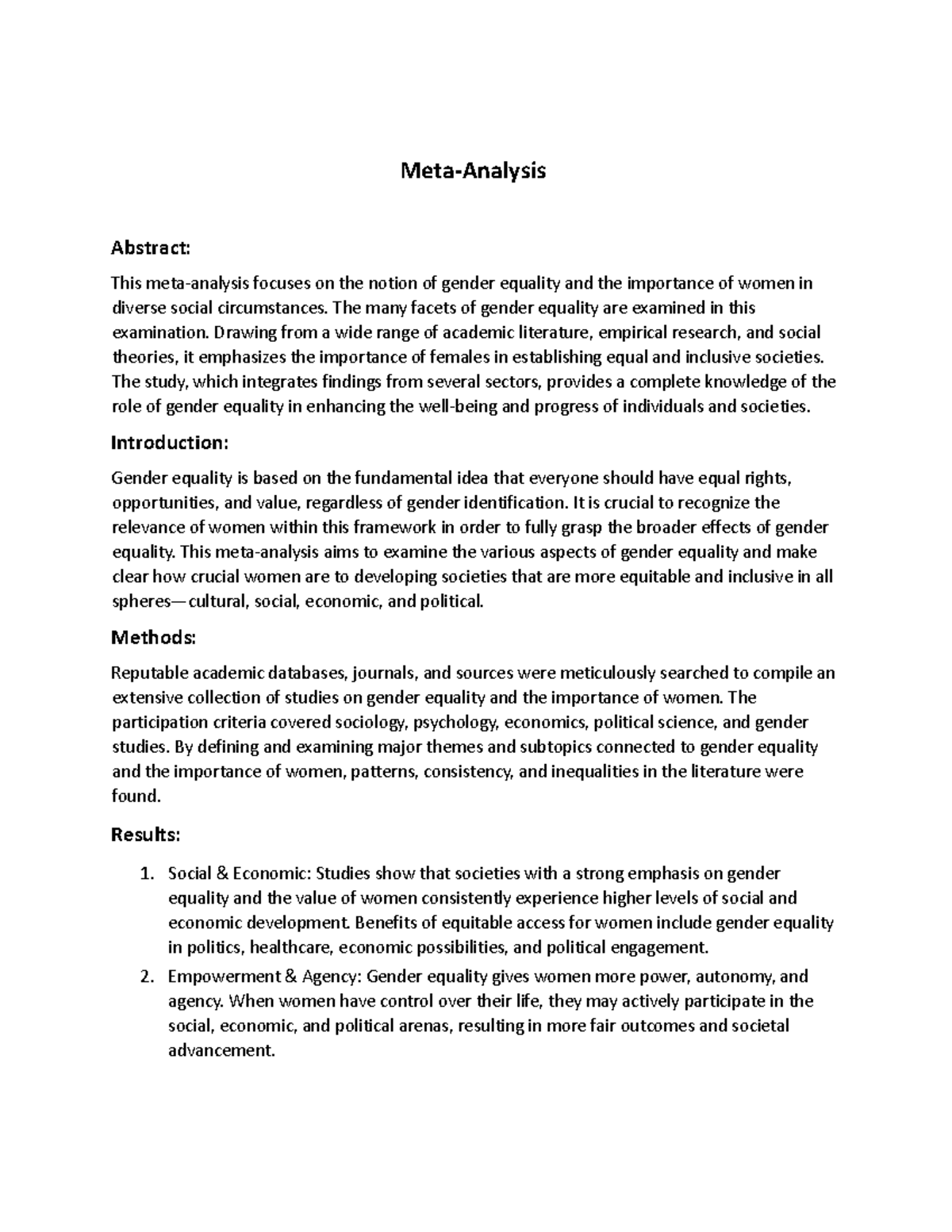 Meta Analysis - Meta-Analysis Abstract: This meta-analysis focuses on ...
