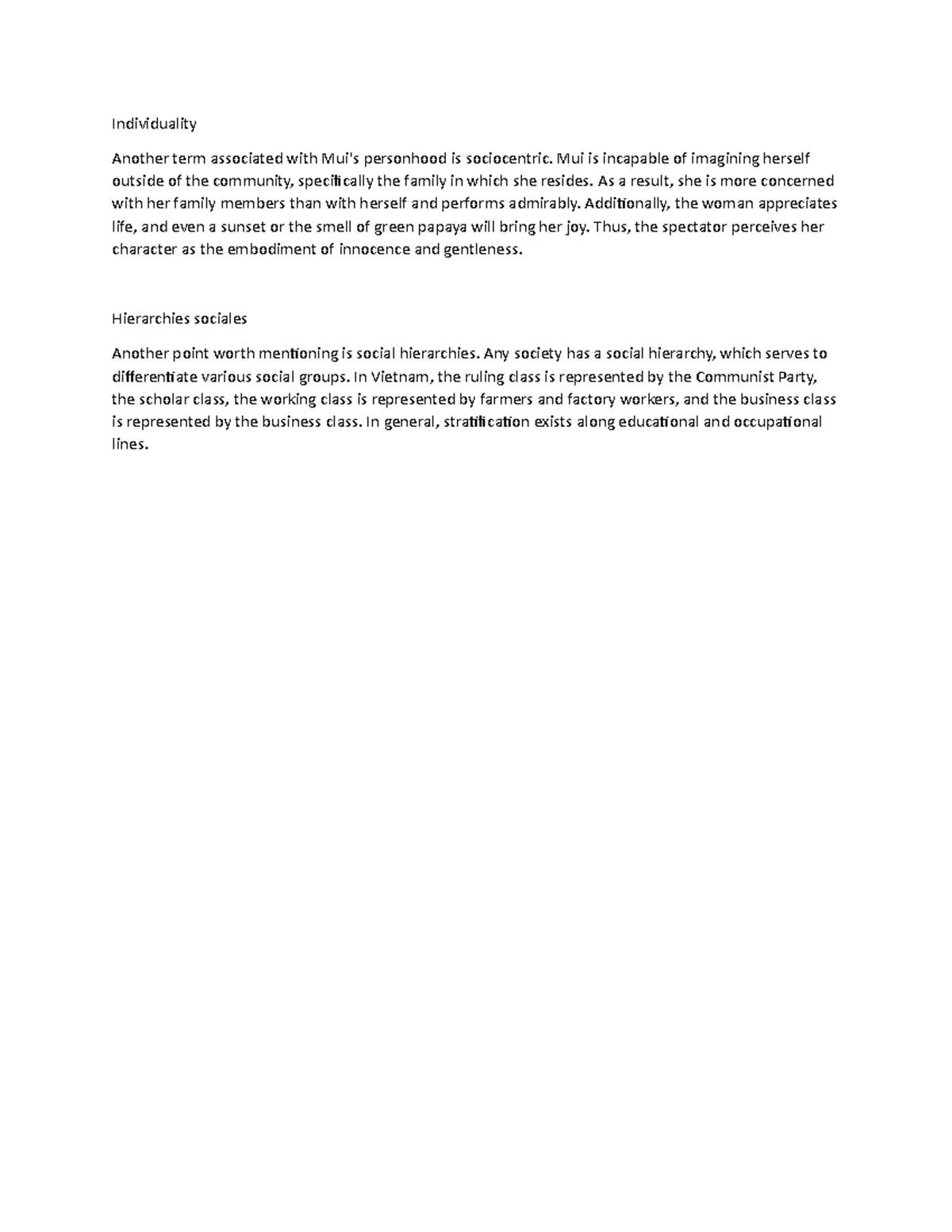 Free Writing Essay Sample by a College Student - Individuality Another ...