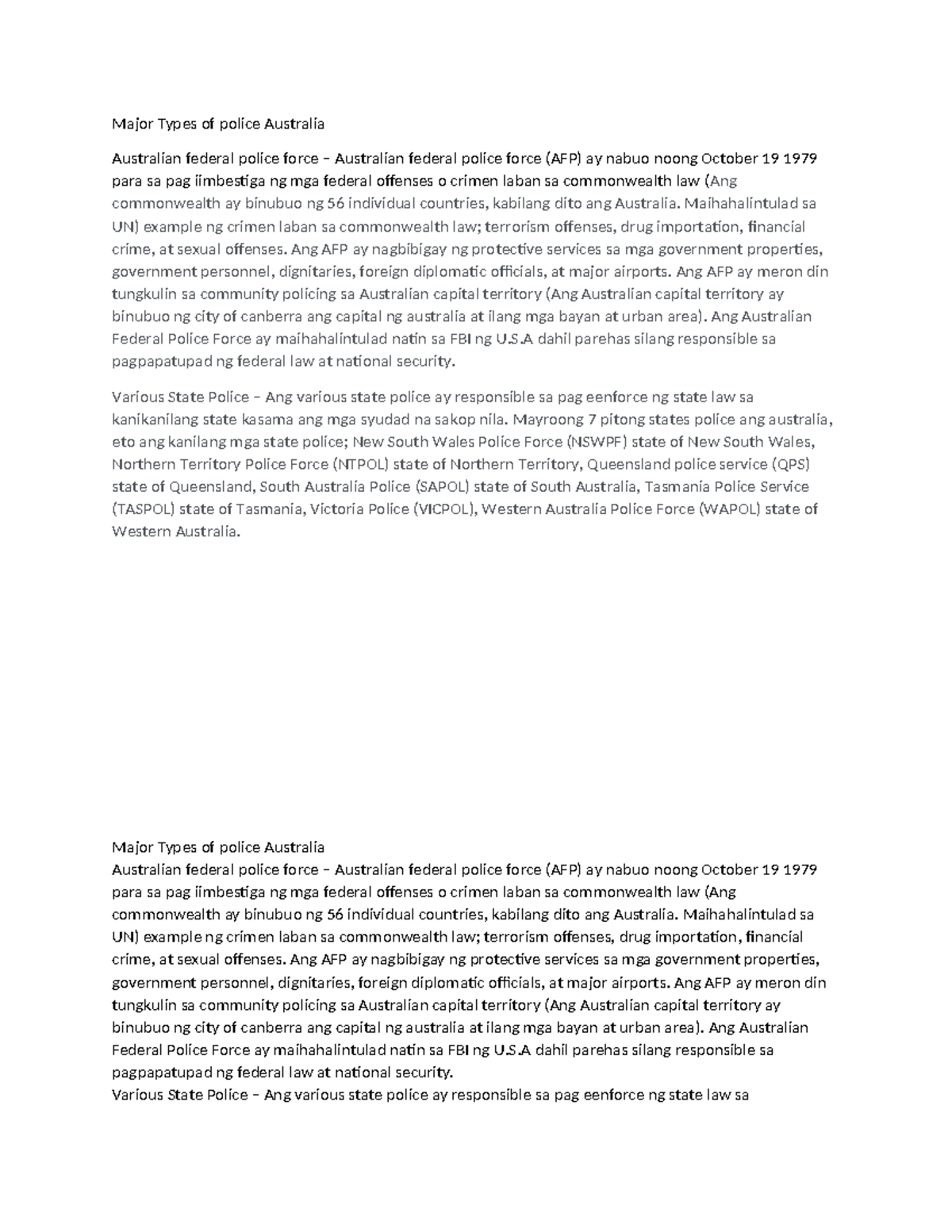 Major Types of police Australia - Major Types of police Australia ...