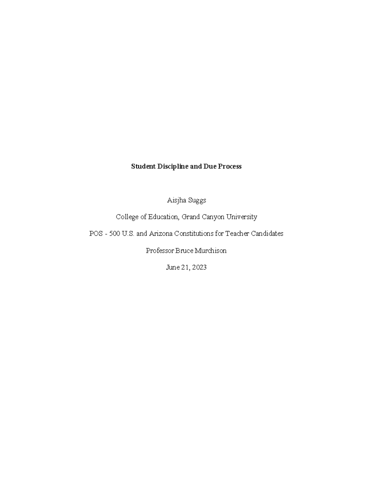Student Discipline and Due Process - and Arizona Constitutions for ...