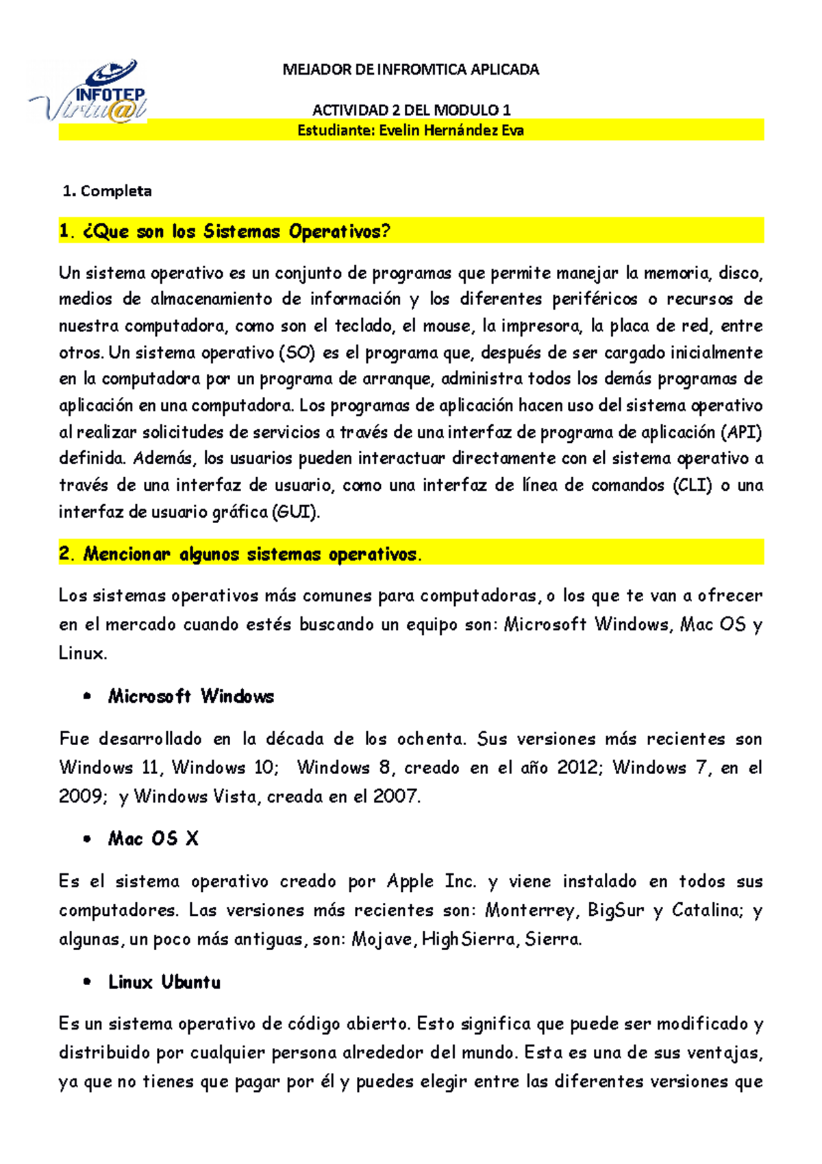 Actividad 2 del Módulo 1. Informatica Aplicada Evelin Hernandez Eva ...