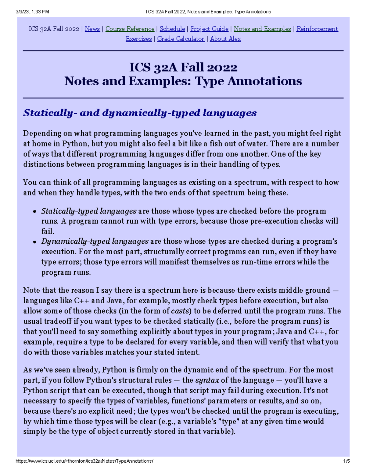 ICS 32A Fall 2022, Notes and Examples Type Annotations - ICS 32A Fall ...