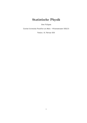 Skript Theoretische Physik 5 Rischke - Theoretische Physik V: Statistische Mechanik Dirk H ...