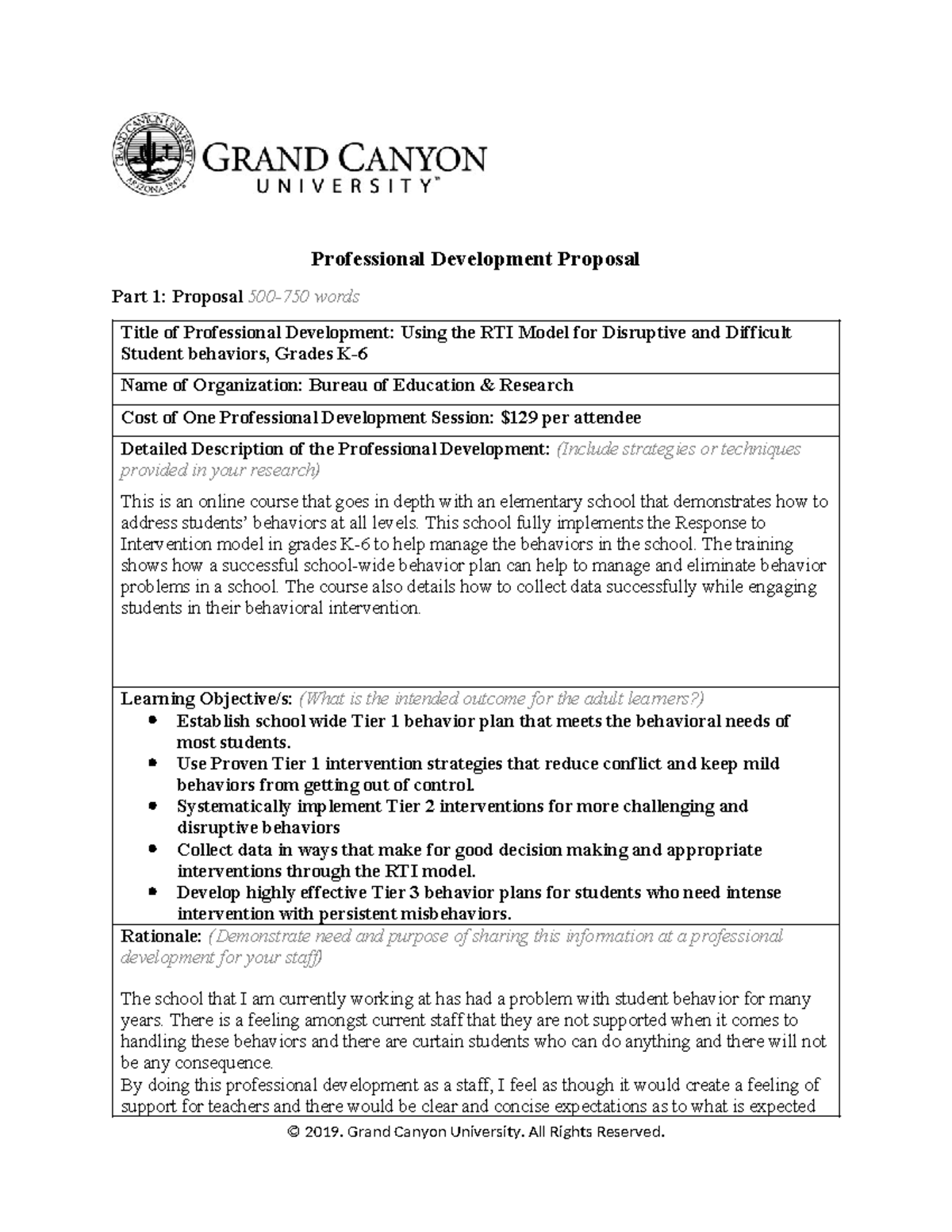 Professional Development Plan Proposal - Professional Development ...