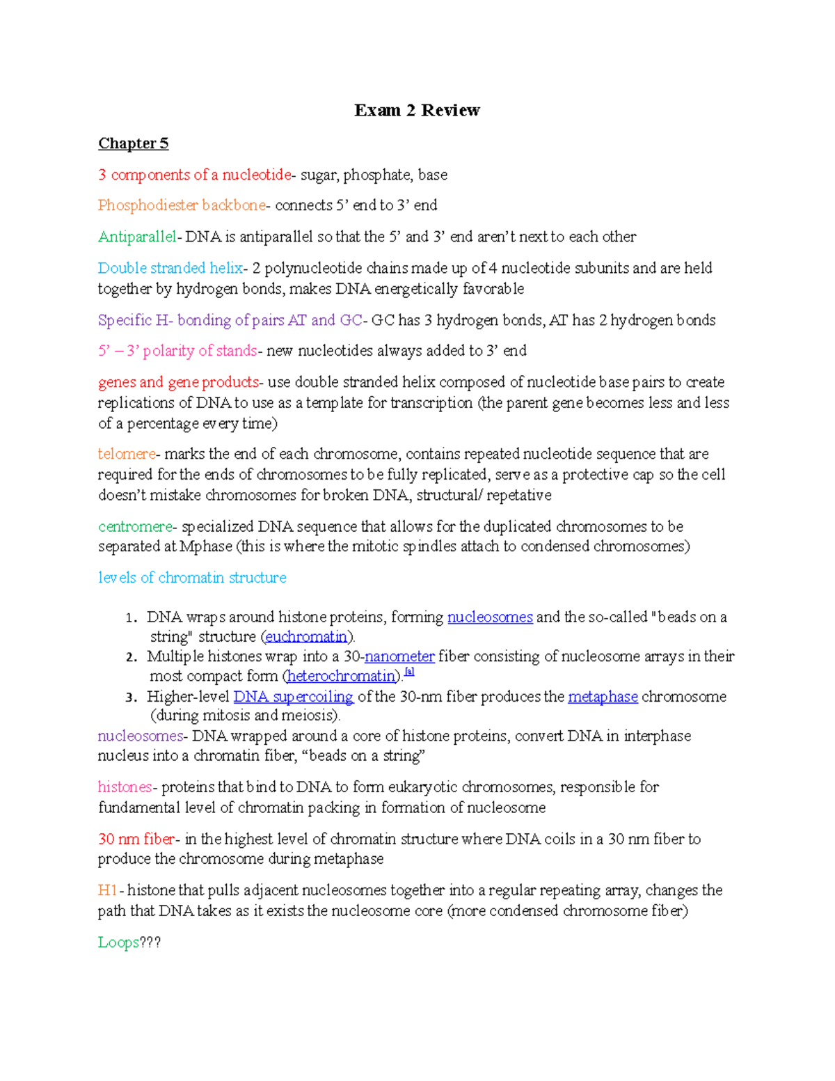 Exam 2 Review (chapter 5-7) - Exam 2 Review Chapter 5 3 components of a ...