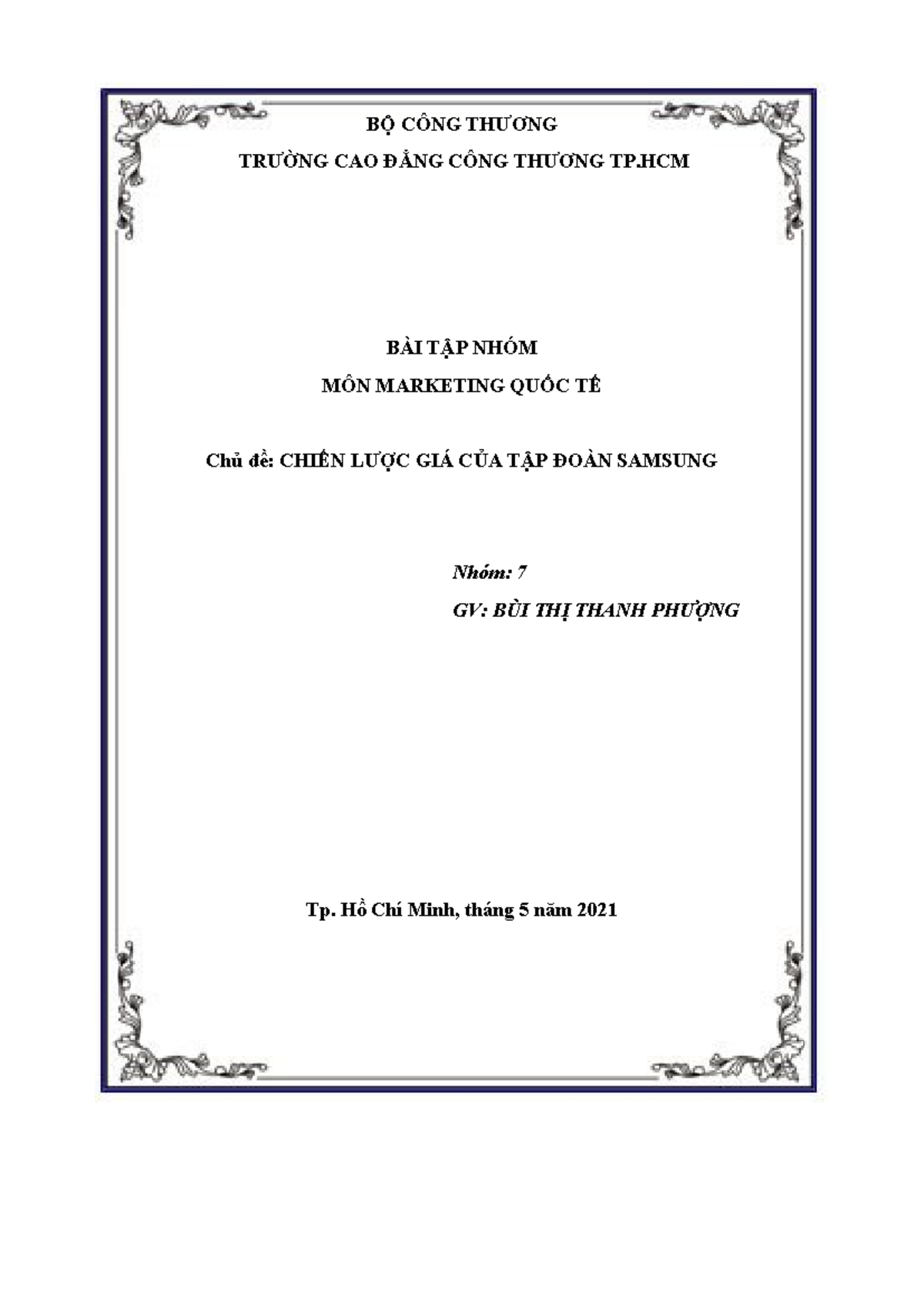 Ilide - ccfff - BỘ CÔNG THƯƠNG TRƯỜNG CAO ĐẲNG CÔNG THƯƠNG TP BÀI TẬP ...