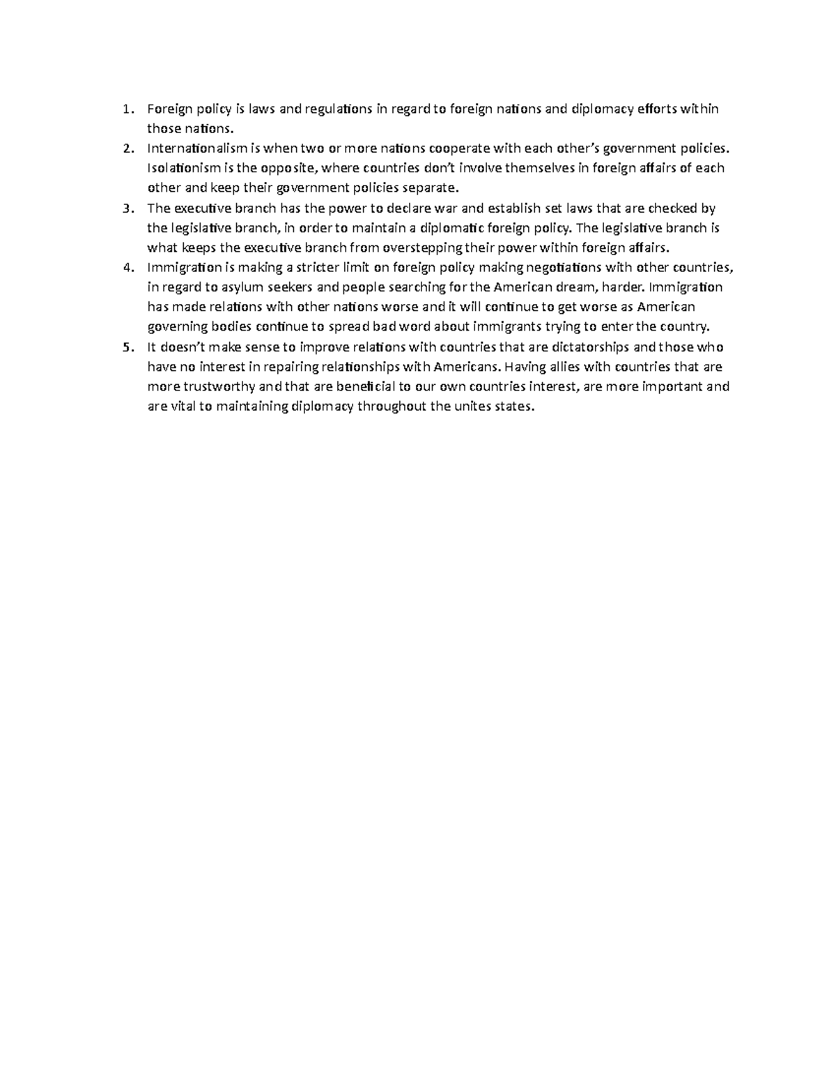 Foreign policy - government assignments - Foreign policy is laws and ...