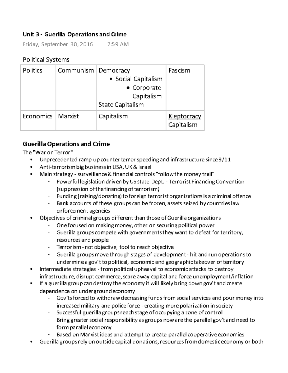 Unit 3 - Guerilla Operations and Crime - Unit 3 - Guerilla Operations ...