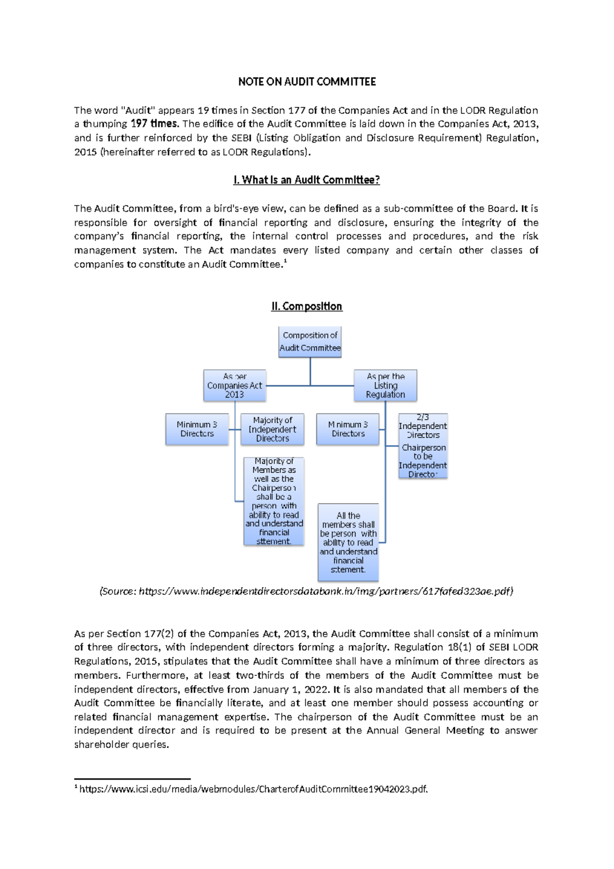 Note on audit committee - NOTE ON AUDIT COMMITTEE The word "Audit ...