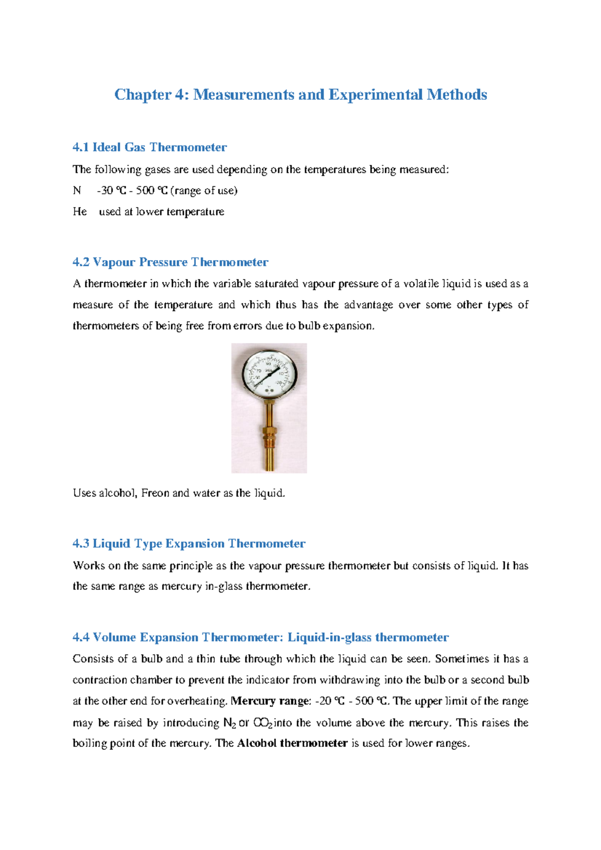 Chapter 4 - Temperature Measurement devices - Chapter 4: Measurements ...