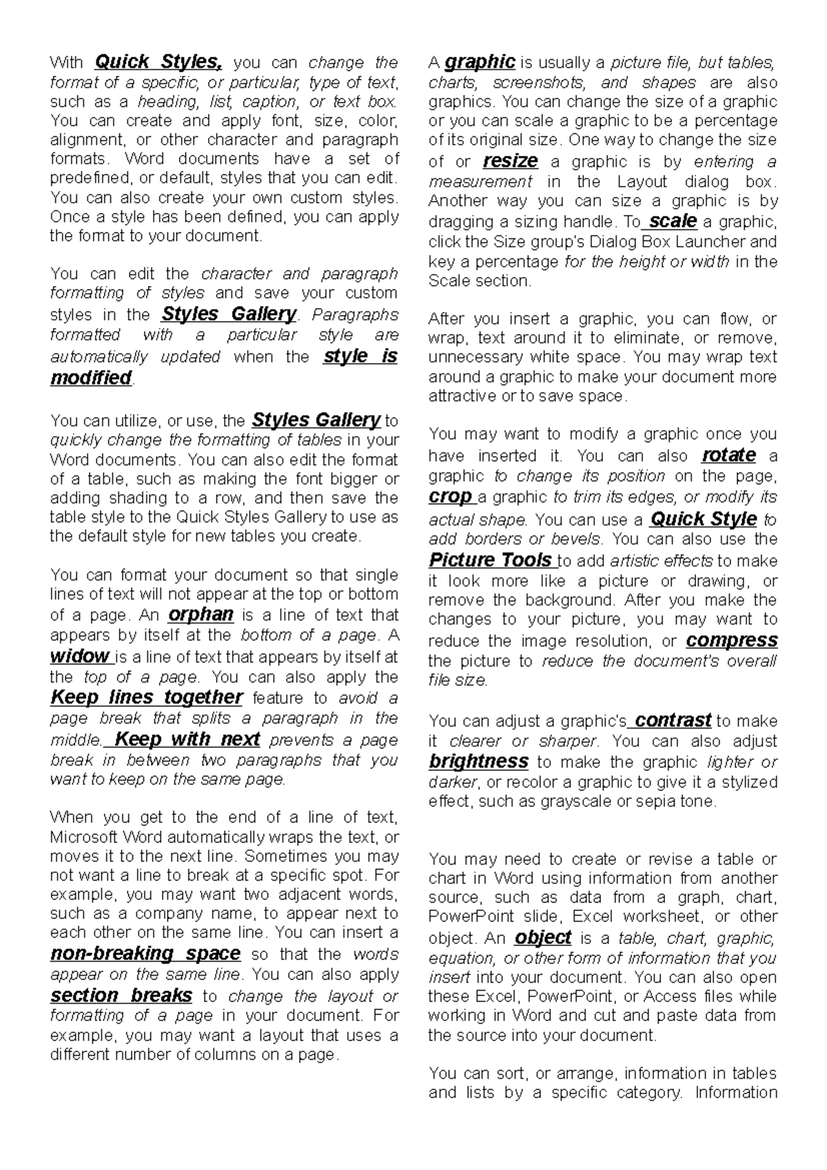 IT Reviewer - With Quick Styles, you can change the format of a ...