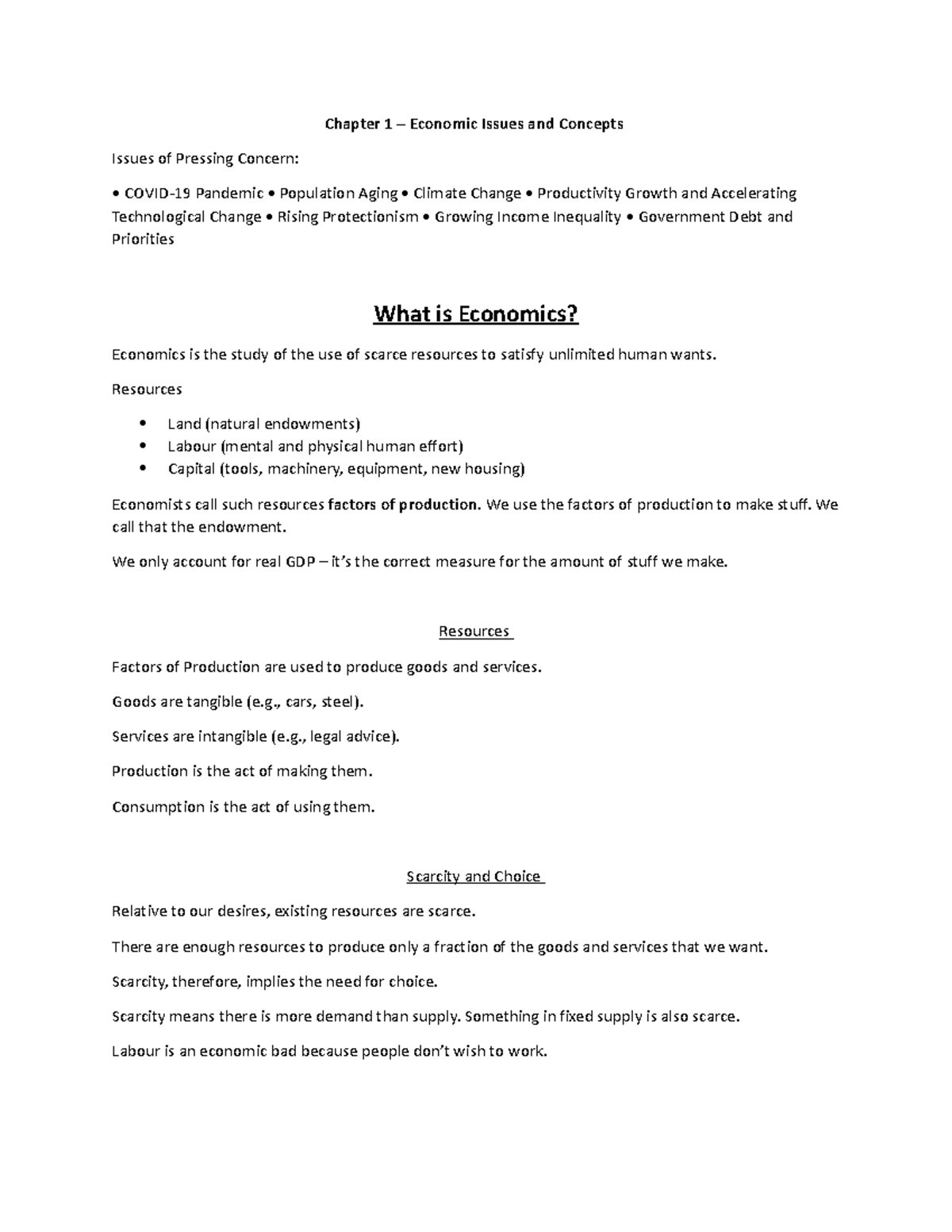 Chapter 1 – Economic Issues and Concepts - Chapter 1 – Economic Issues ...