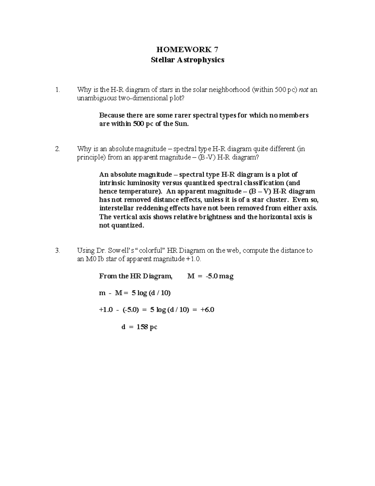 Solutions 07 - HOMEWORK 7 Stellar Astrophysics Why is the H-R diagram ...