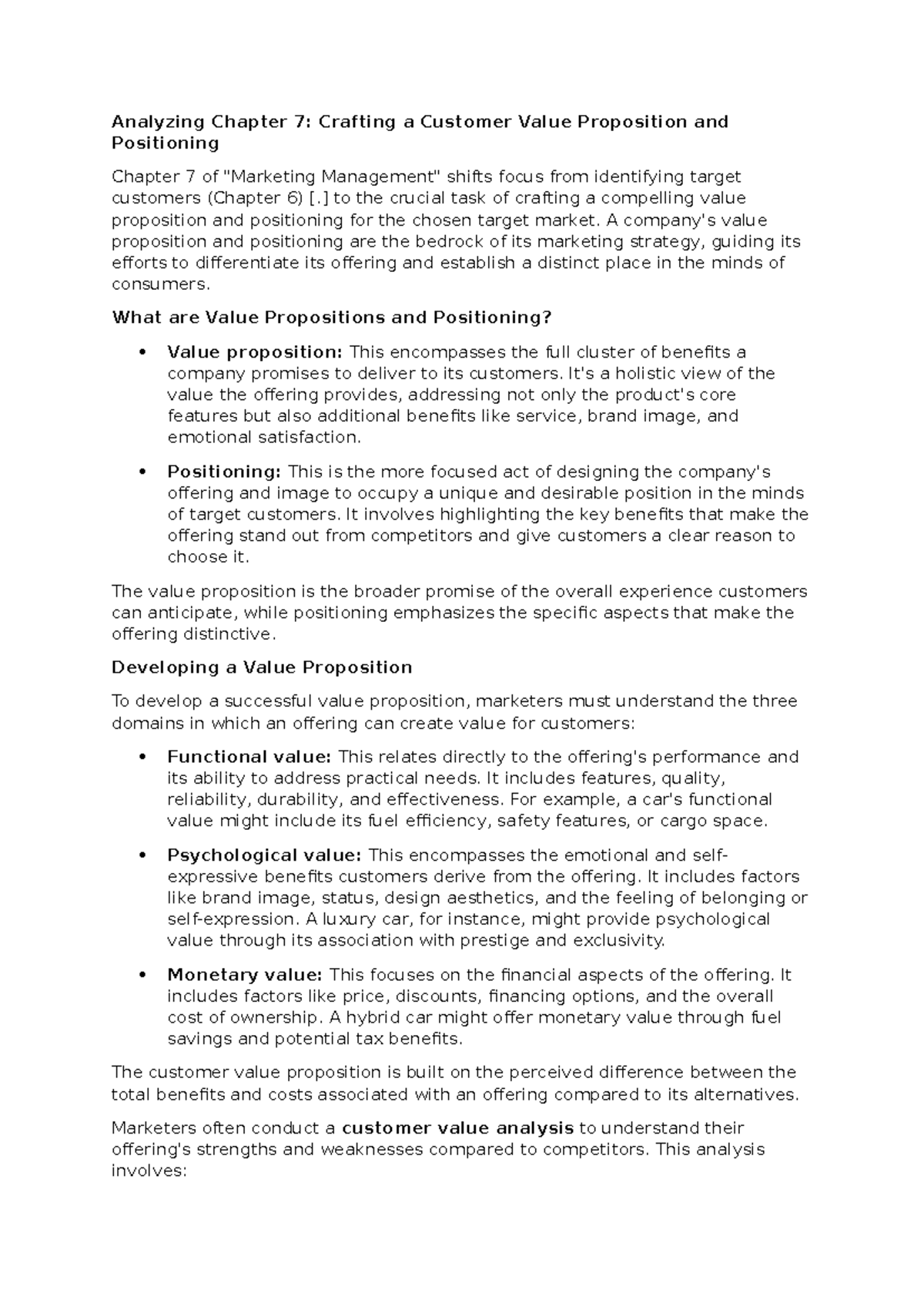 SM Chapter 7 - Strategic Marketing - Analyzing Chapter 7: Crafting a ...
