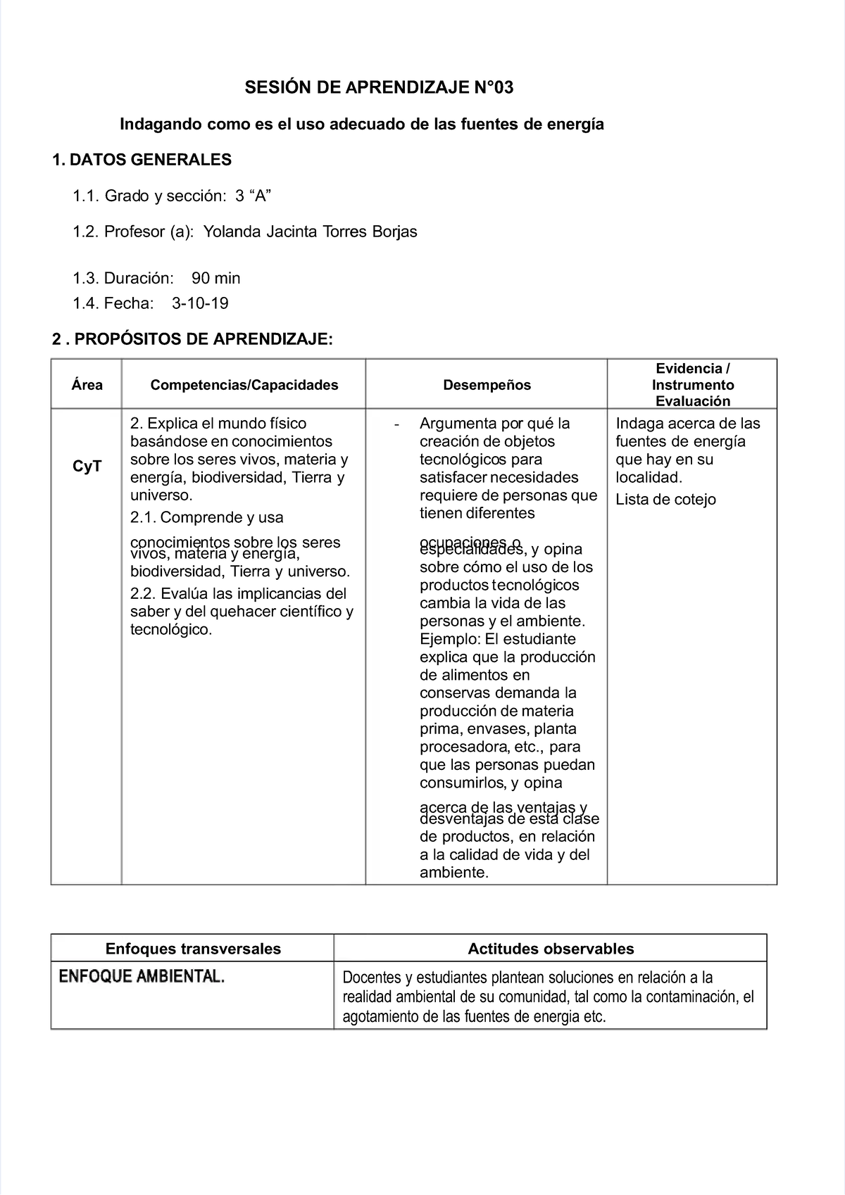 Pdf-sesion-de-octubre-3-10-19 compress - SESIÓNSESIÓN DEDE AAPRENDIZAJE N°03PRENDIZAJE N° - Studocu