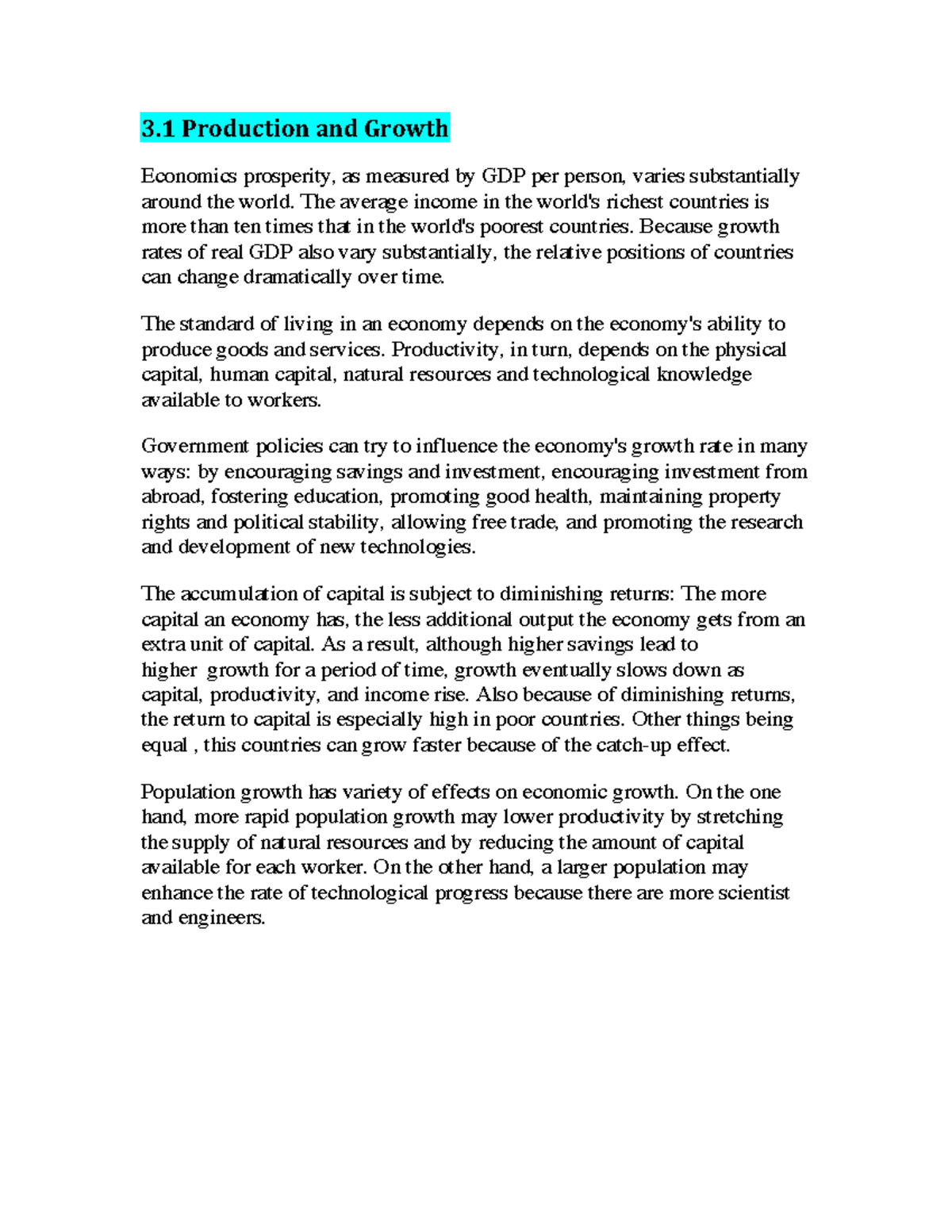 Principles of Macroeconomics Part 2 - 3 Production and Growth Economics ...