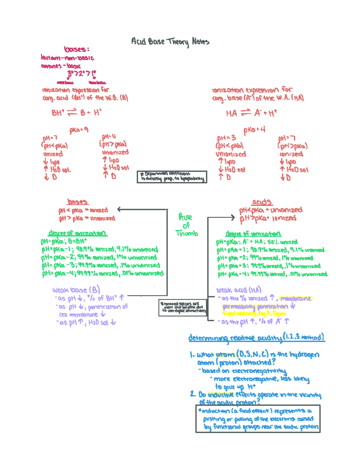Acid Base Theory Notes - PDA 1 - AcidBaseTheoryNotes bases lactam non ...
