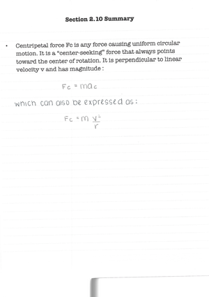 Chapter 2 Dynamics Notes Pt - PHY 110 - Studocu