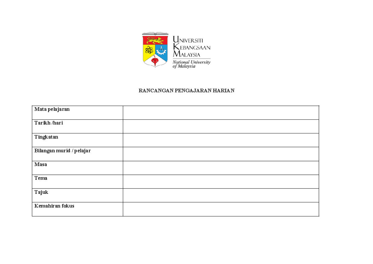 Template RPH - TEMPLETE RPH - RANCANGAN PENGAJARAN HARIAN Mata ...