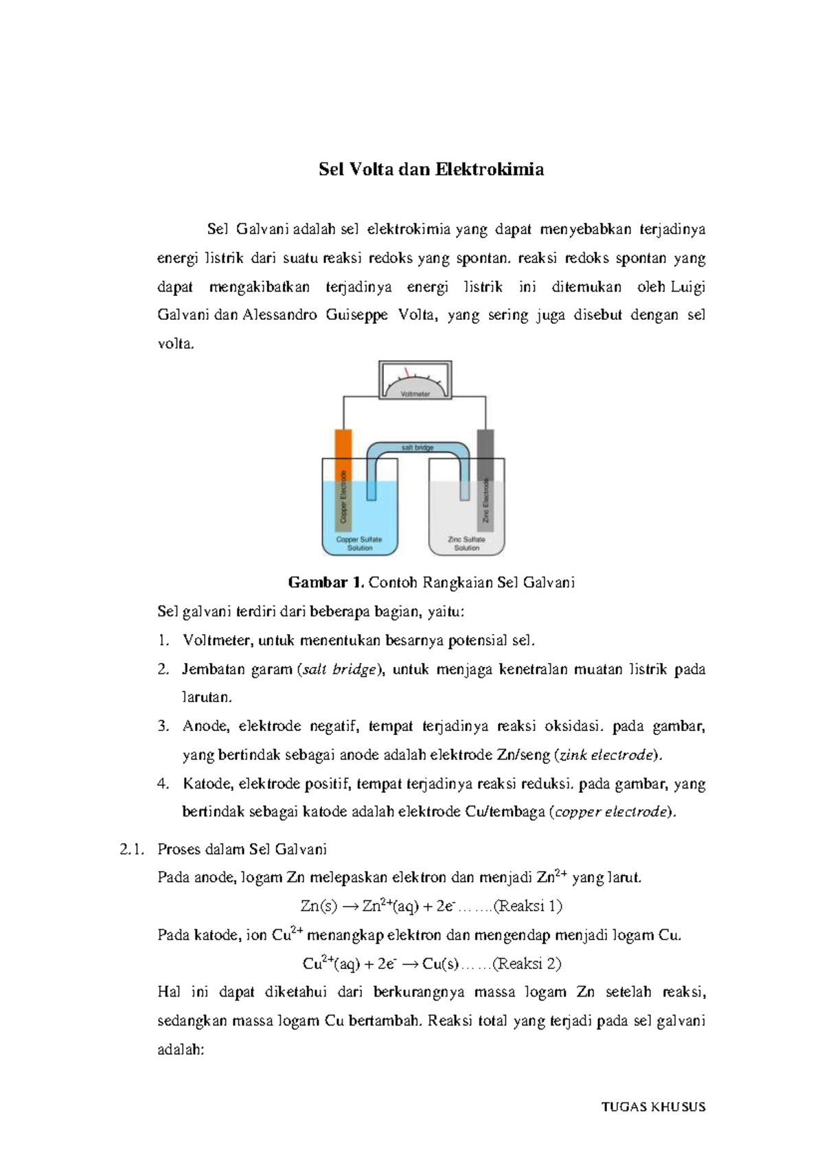 Sel Volta dan Elektrokimia - reaksi redoks spontan yang dapat ...