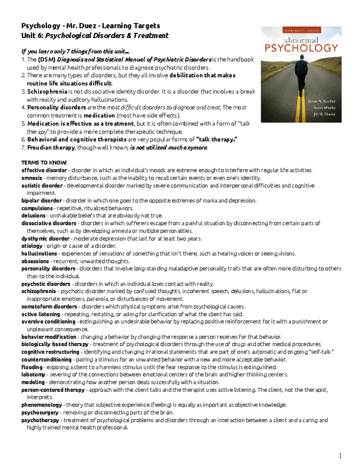 Clinical+Psychology - Clinical Psychology Notes - Psychology - Mr. Duez ...