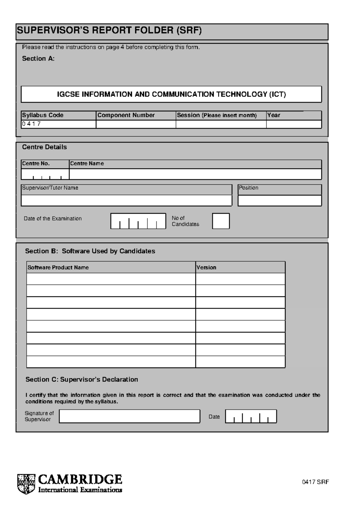 0417 SRF 2018 - GJYG - SUPERVISOR’S REPORT FOLDER (SRF) Please read the ...