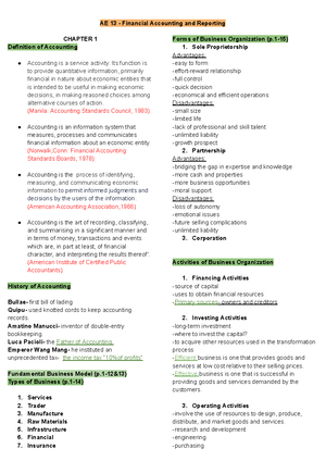 Fundamentals of Accounting and Business Finance Midterm - CHAPTER 1 ...
