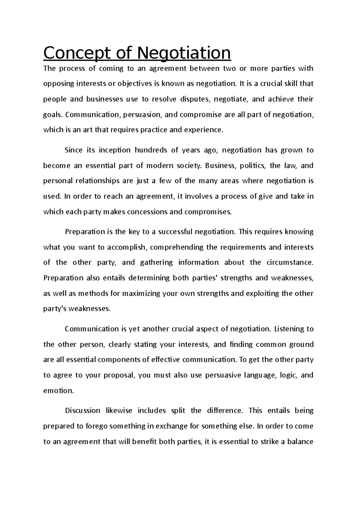 Concept of Negotiation - It is a crucial skill that people and ...