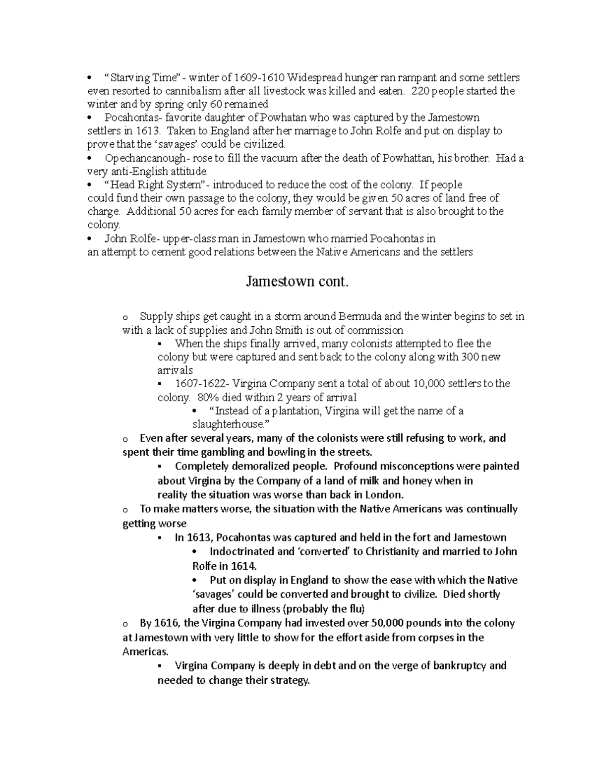 Tragedy of Jamestown - “Starving Time”- winter of 1609-1610 Widespread ...